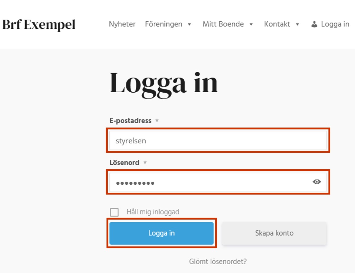 Logga in som administratör – Support – Simply Brf